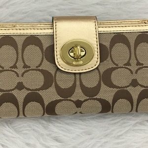 Coach | Bags | Coach Signature Turnlock Checkbook Wallet New | Poshmark